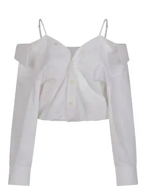 ALEXANDER WANG Alexander Wang Off-Shoulder Cropped Shirt