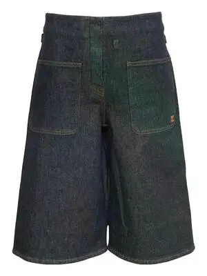 COURREGES Logo-embroidered Paneled Denim Shorts - Blue