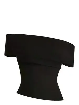STOLEN STORES Asymmetric Off-shoulder Top - Black