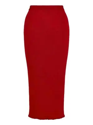 MAISON MARGIELA Ribbed Knit Midi Skirt - Red