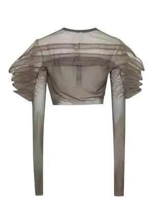 Rick Owens Sheer Ruffled Top - Brown