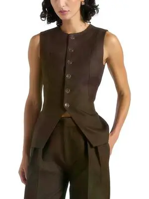 Manière De Voir Tailored Crew-neck Cinch Waistcoat - Brown
