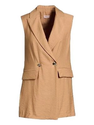 OLTRE Double-breasted Sleeveless Blazer - Camel