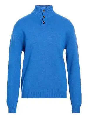 WOOL & CO Mélange Buttoned Neckline Sweater - Blue