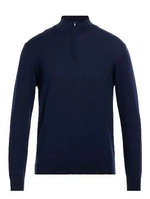 WOOL & CO Merino Wool Turtleneck With Quarter Zip - Navy