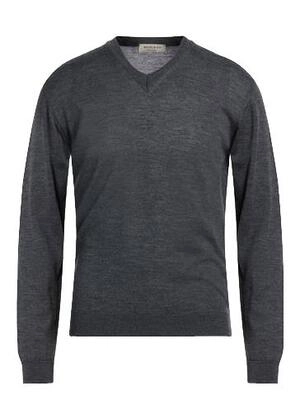WOOL & CO WOOL & CO Charcoal Merino Wool V-Neck Sweater Charcoal