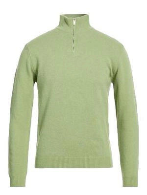 WOOL & CO Mélange Knit Sweater With Half-zip Neckline - Light Green