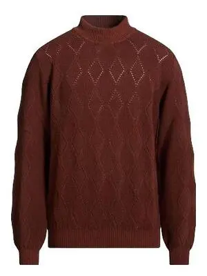 WOOL & CO Chocolate Merino Wool Turtleneck Sweater - Brown