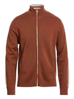 DANIELE FIESOLI Merino Wool Zip-up Cardigan - Rust
