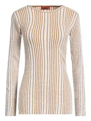 Missoni Sequined Ribbed Knit Crewneck Sweater - Sand