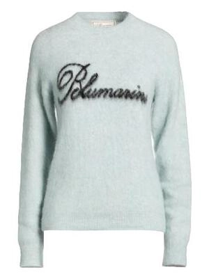 Blumarine Sweater With Embroidered Logo - Turquoise