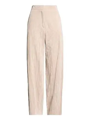 ALYSI Wide-leg Velvet Pants - Beige