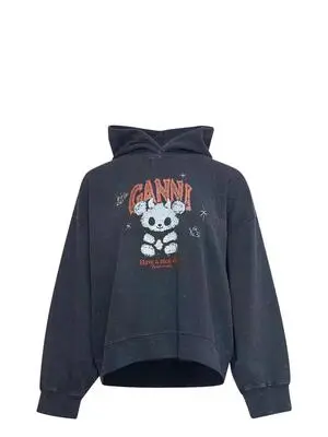 GANNI Graphic Print Hoodie - Grey
