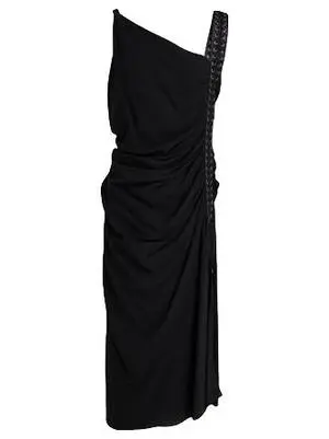 Dolce & Gabbana Draped Neckline Sleeveless Midi Dress - Black