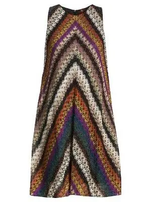 MISSONI Missoni Knitted Multicolor Crewneck Sleeveless Mini Dress