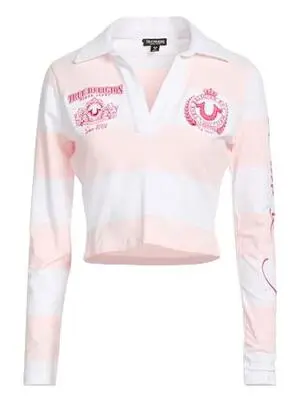True Religion Long Sleeve Striped Cotton Polo Shirt - Pink
