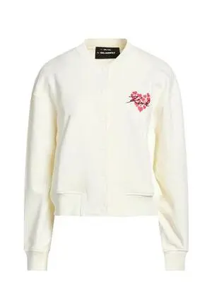 Karl Lagerfeld Organic Cotton Sweatshirt With Appliqu - Ivory