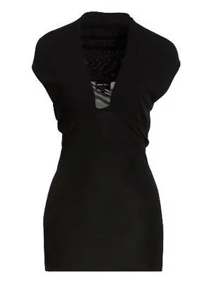 Giorgio Armani Crepe Deep Neck Short Sleeve Top - Black