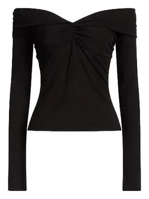 Blumarine Viscose Jersey Top With Draped Neckline - Black