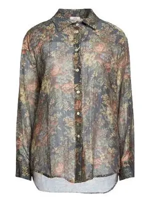 OLTRE Lyocell And Polyamide Floral Print Shirt - Navy