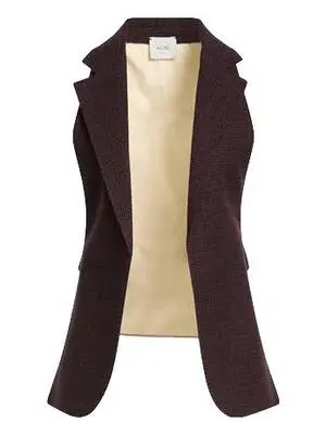 ALYSI Checked Virgin Wool Tailored Vest - Red