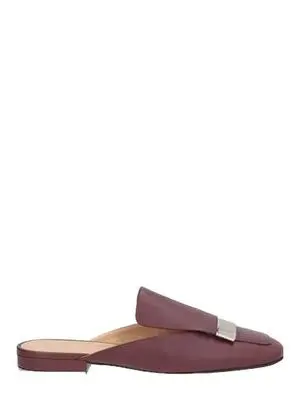 SERGIO ROSSI Leather Mules - Red