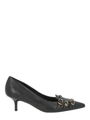 Pinko Leather Pumps With Buckle And Stud Embellishments - Black