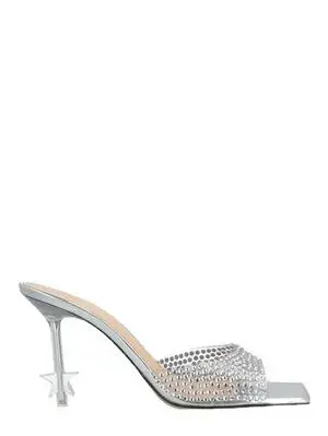 Mach & Mach Crystal Embellished Leather And Pvc Square Toe Geometric Heel Slides - Transparent