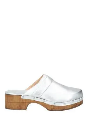 COPENHAGEN  Metallic Leather Clogs - Silver