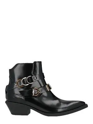 Pinko Calfskin Ankle Boots With Buckled Detailing - Black
