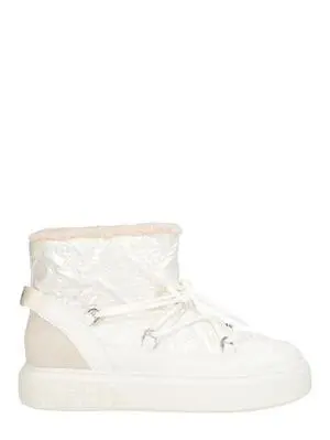 Pinko Textile Fibers And Leather Padded Ankle Boots - Ivory