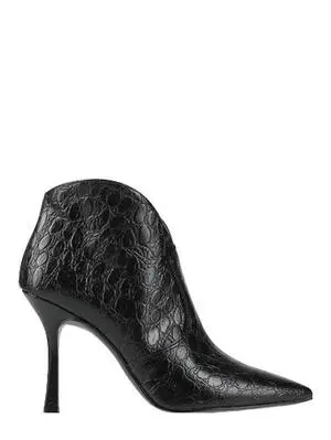 OVYE Crocodile-effect Spool Heel Ankle Boots - Black