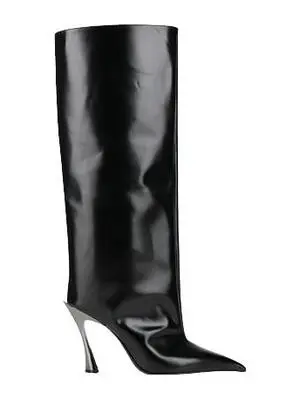 MUGLER Leather Boots With Metallized Heel - Black