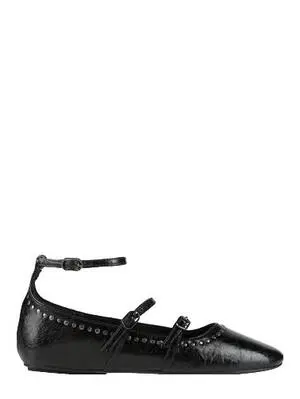 OVYE Leather Mary Jane Ballet Flats With Appliqués And Studs - Black
