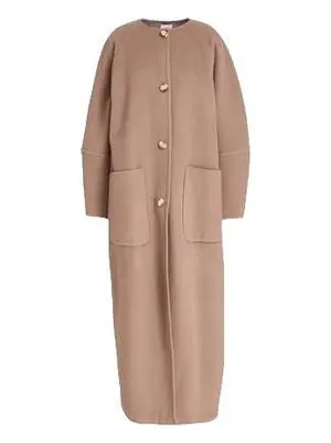 ALYSI Light Brown Virgin Wool Blend Coat - Beige