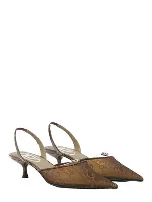 DIESEL® Lace-mesh Pointed-toe Slingback Shoes - Brown