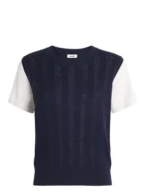 Sandro Pointelle Layered Sweater - Blue