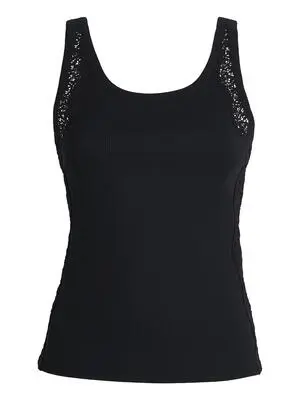 Sandro Lace Insert Cotton Tank Top - Black