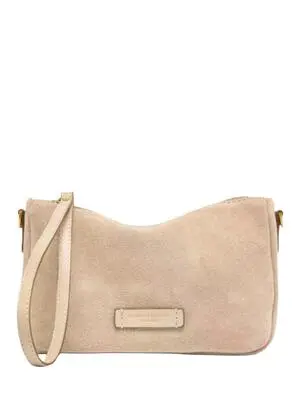GIANNI CHIARINI Logo Plaque Suede Clutch - Neutrals