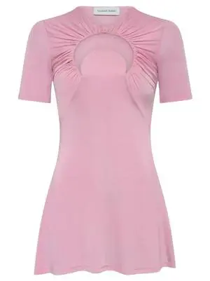MARINE SERRE Moon-motif Gathered Mini Dress - Pink