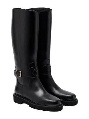 Valentino Garavani Vlogo Leather Knee-high Boots - Black