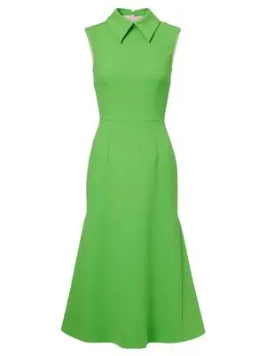 EMILIA WICKSTEAD Leontine Wool Crêpe Midi Dress - Green