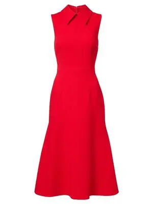 EMILIA WICKSTEAD Leontine Wool Crêpe Midi Dress - Red