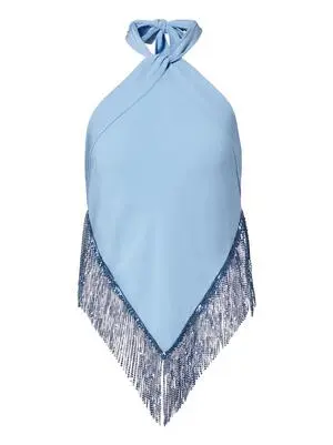 Rabanne Chainmail Halterneck Crêpe Top - Blue