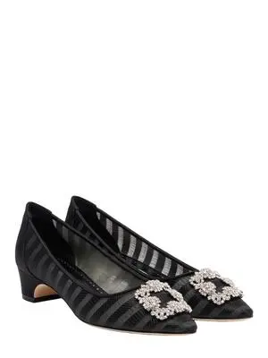 Manolo Blahnik Hangisi Embellished Pumps - Black