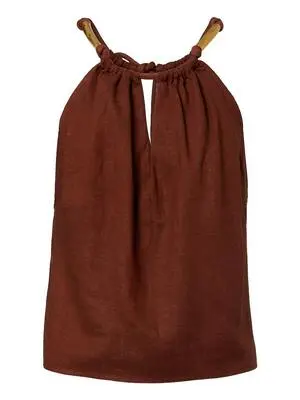 VIX PAULA HERMANNY Janet Linen-blend Top - Brown