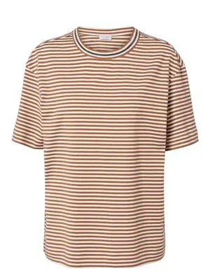 Brunello Cucinelli Striped Oversized Cotton Jersey T-shirt - Brown