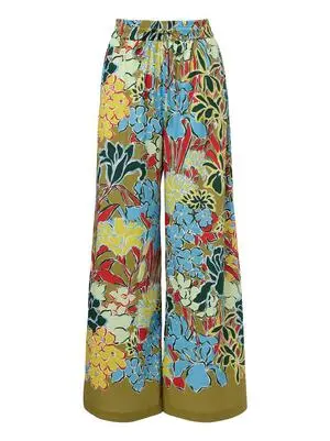 ALEMAIS Alemais Solstice Wide-Leg Cotton-Blend Pants Multicoloured