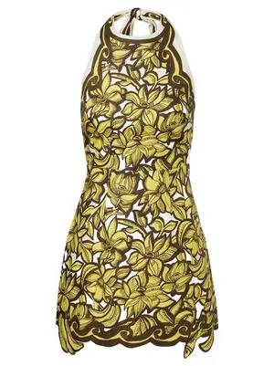 ALEMAIS Mona Floral Hemp Mini Dress - Yellow