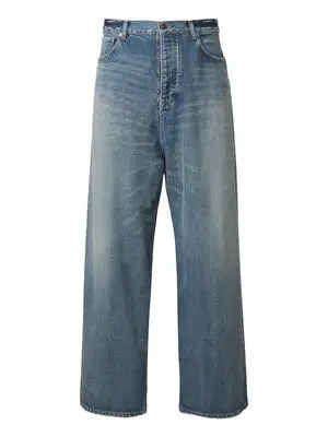 Balenciaga Distressed Wide-leg Jeans - Blue